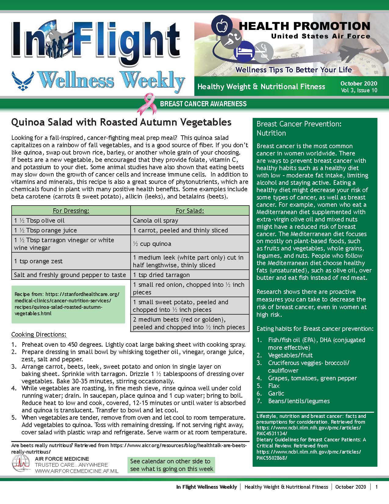 Breast Cancer Prevention: Nutrition – Health Promotion – DMAFB