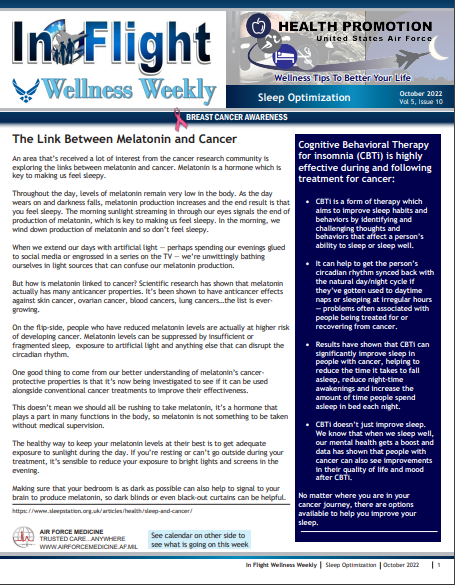 Wellness Weekly: Sleep Optimization and Cancer – Health Promotion – DMAFB