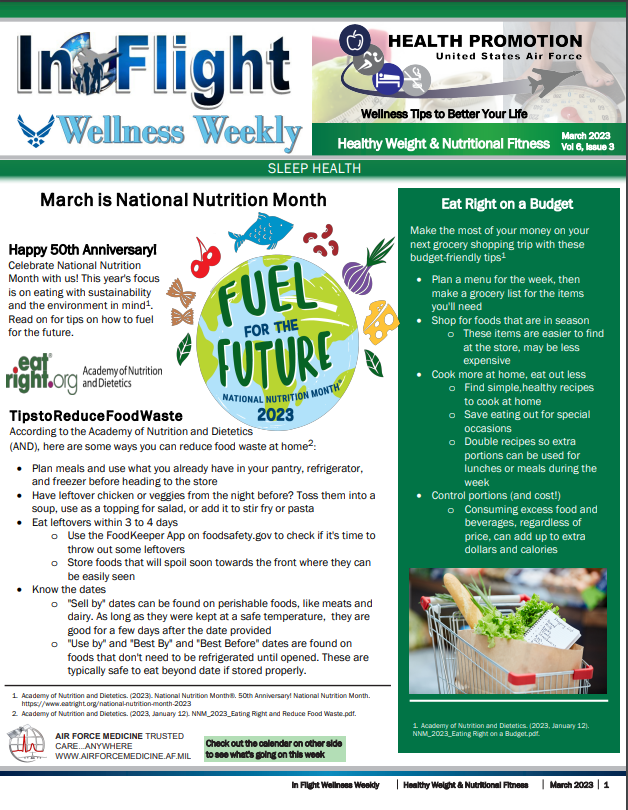 Wellness Weekly: March is Nutrition Month – Health Promotion – DMAFB